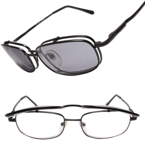 Old School Rectangle Flip Tinted Lens Black Frame 3.75 Reading Sun ...